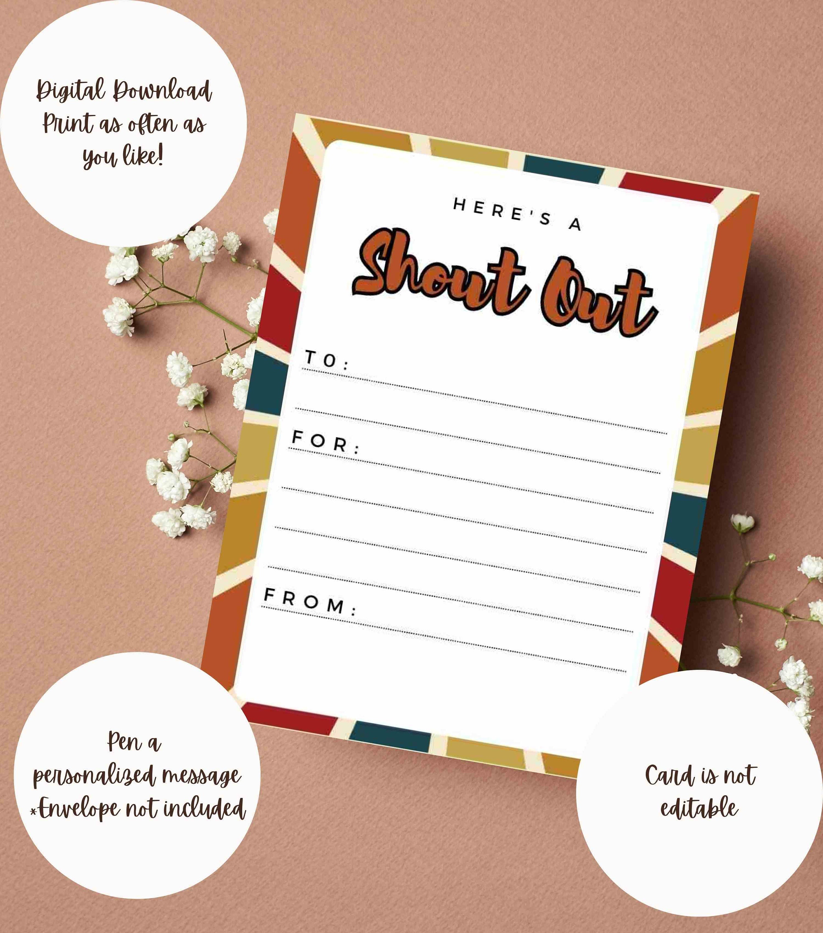 Retro Employee Recognition Shout Out Cards Student Reward ...