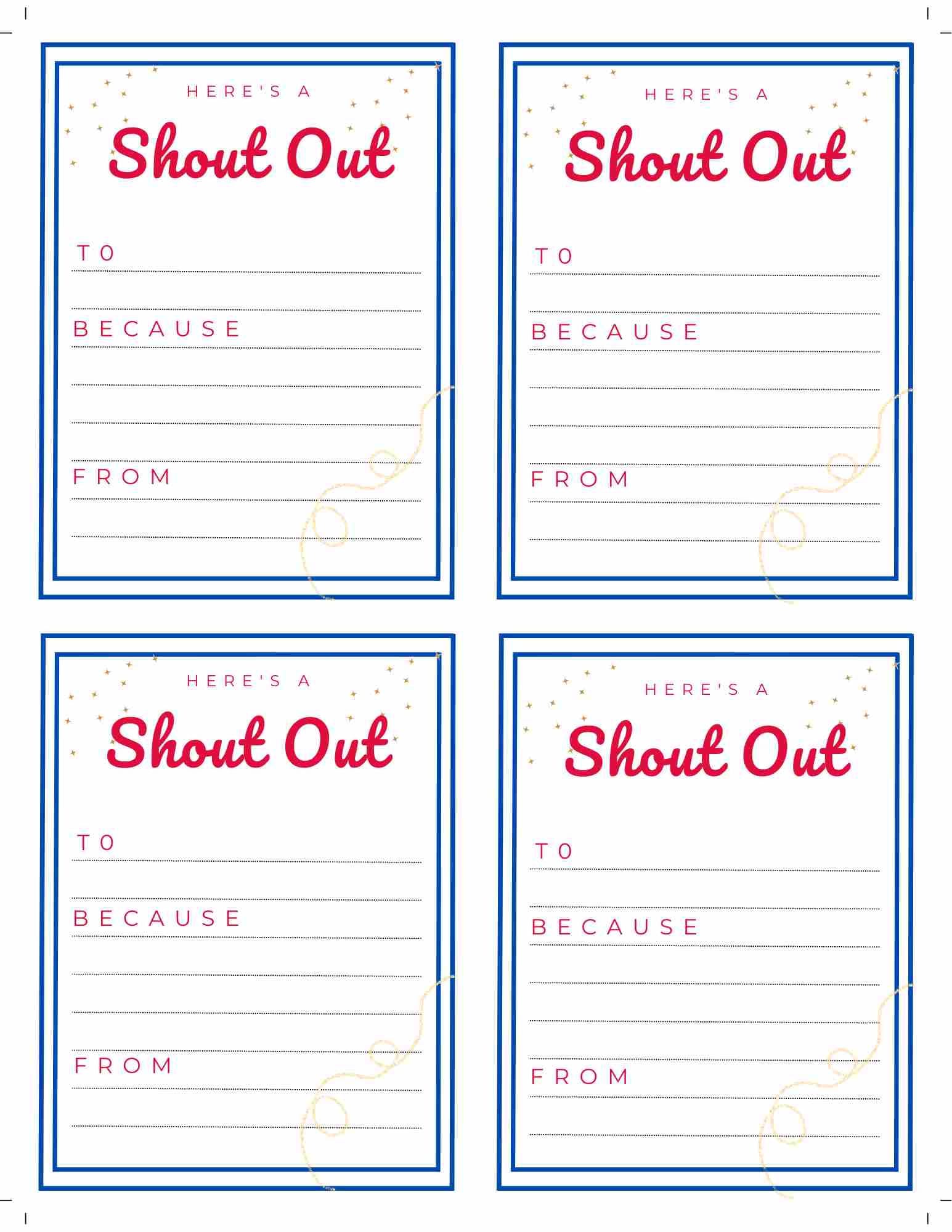 Navy Recognition Shout Out Cards Student Reward Acknowledgement Staff ...