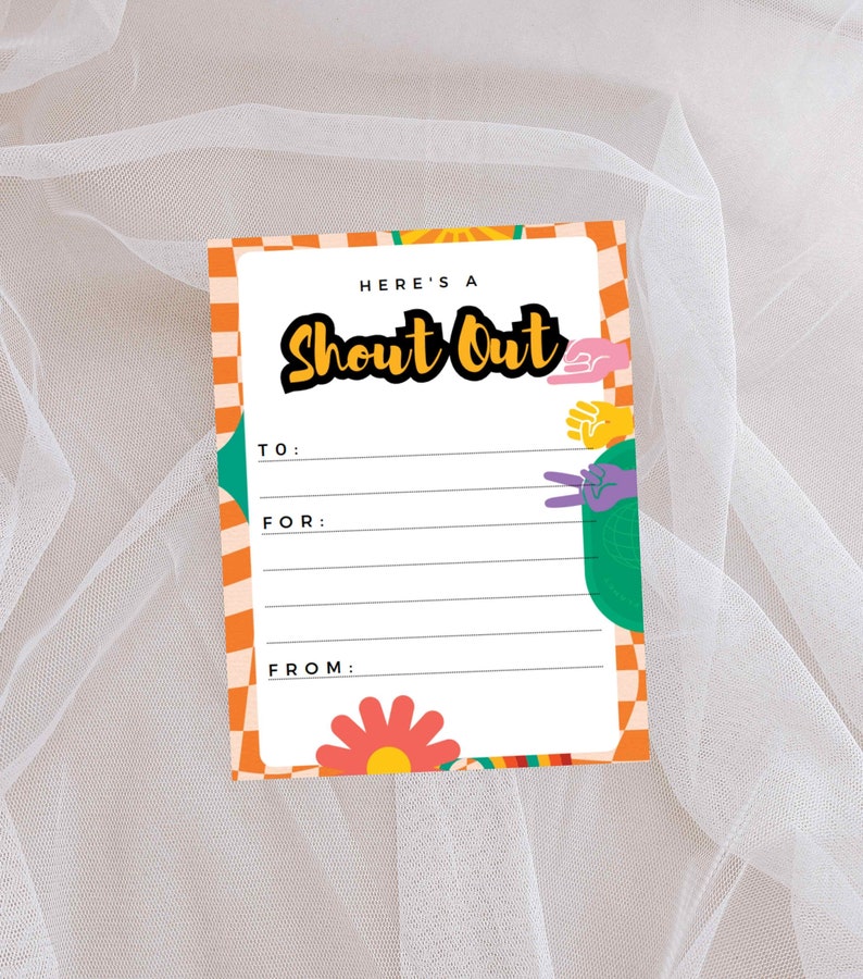 Employee Recognition Shout Out Cards Student Reward Acknowledgement ...