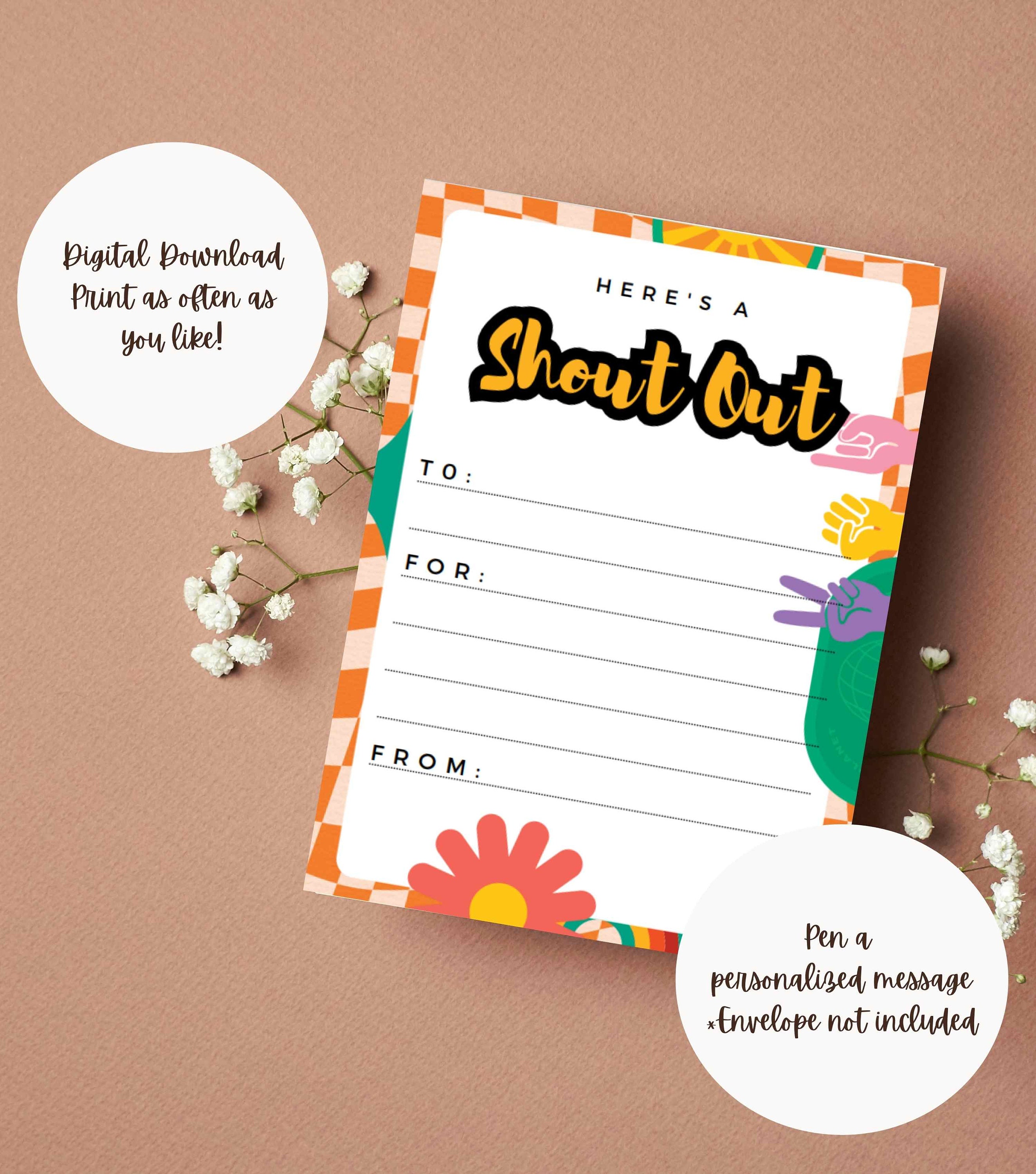 Employee Recognition Shout Out Cards Student Reward Acknowledgement ...