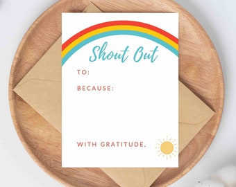 Recognition Shout Out Cards Student Reward Acknowledgement Staff ...