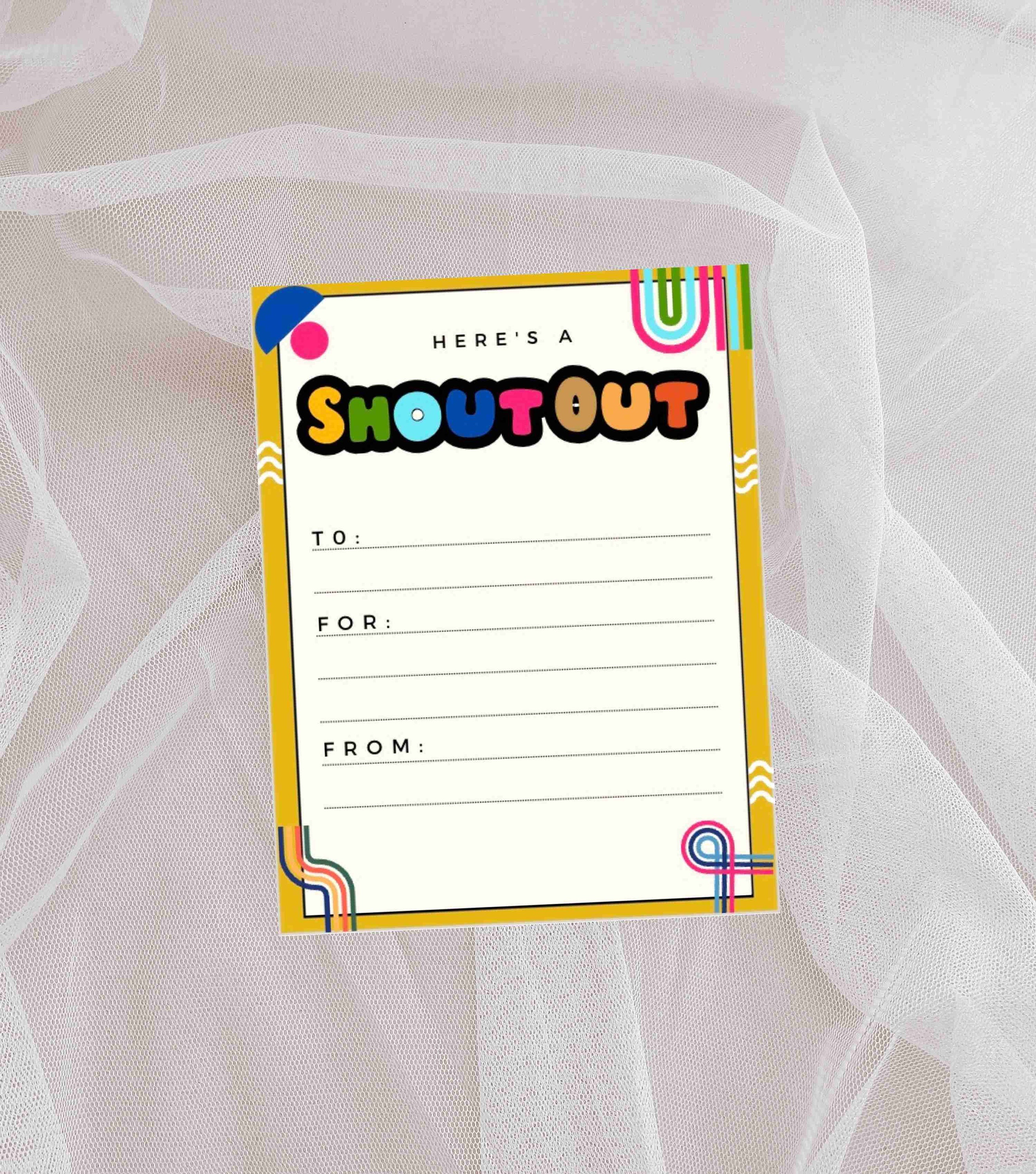 Employee Recognition Shout Out Cards Student Reward Acknowledgement ...