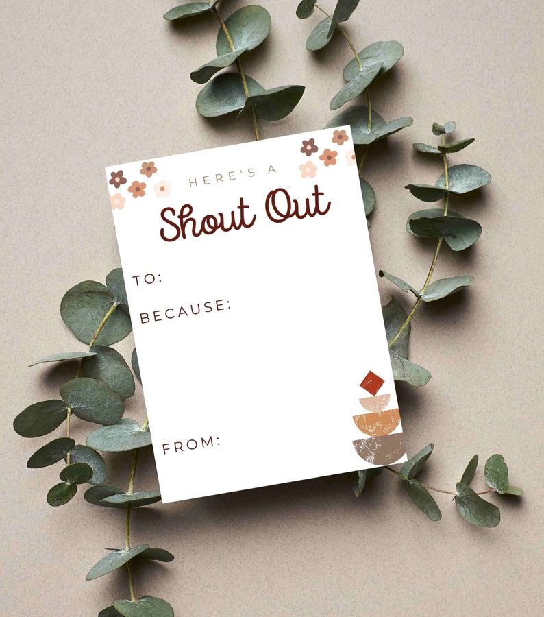 Boho Floral Recognition Shout Out Cards Student Reward Acknowledgement ...