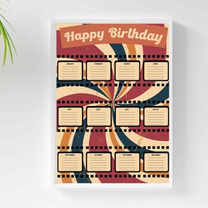 Digital Retro Birthday Poster Office Chart for Staff Birthdays Employee ...