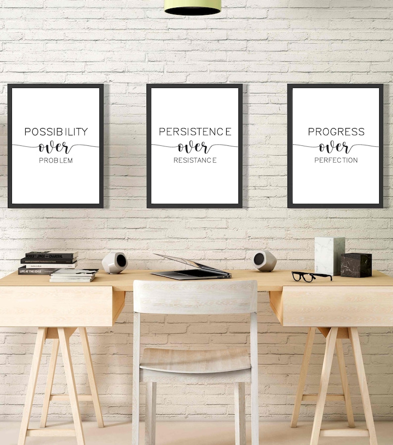 Set of 12 Posters for Office Decor Team Quotes Mindset Wall Art Work ...