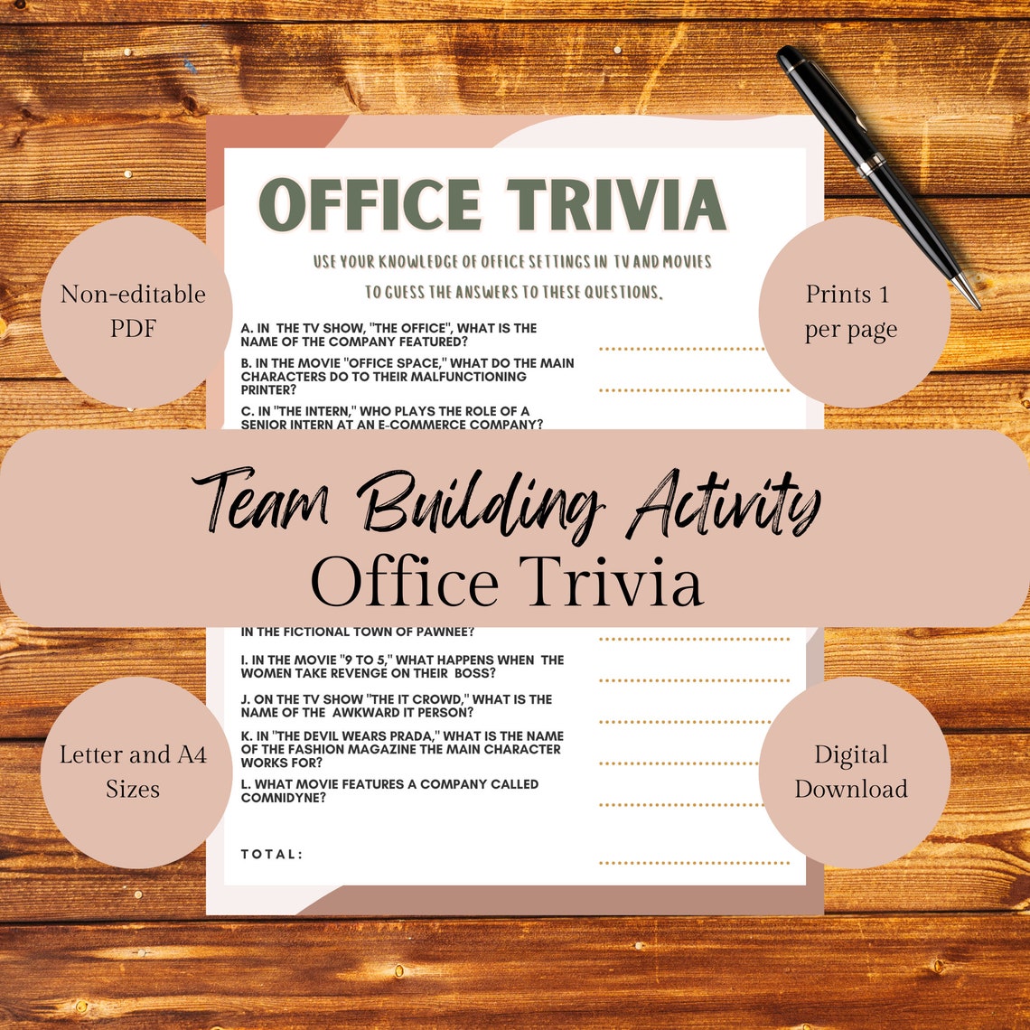 Office Trivia Team Building Game for Office Party Icebreaker Fun ...