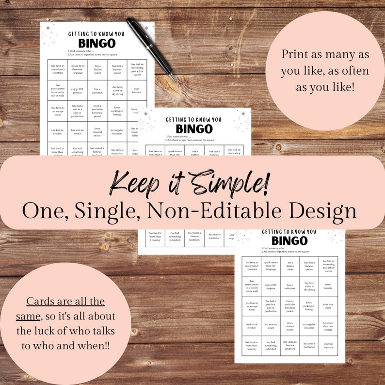 Single Version Getting to Know You Bingo Icebreaker Team Building for ...