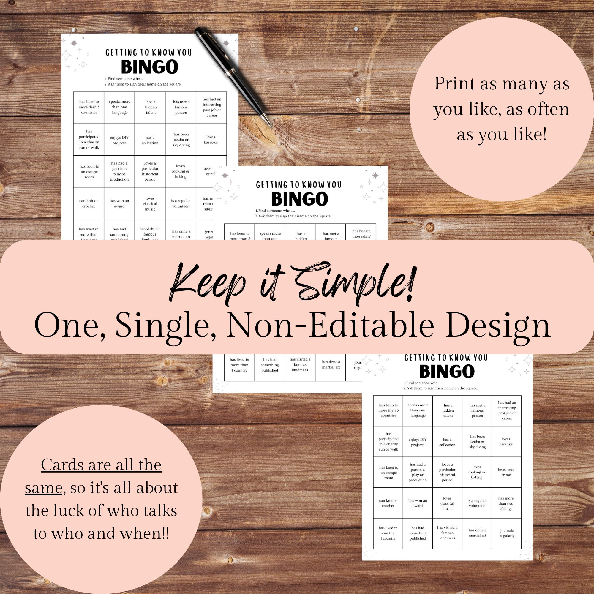 Single Version Getting to Know You Bingo Icebreaker Team Building for ...