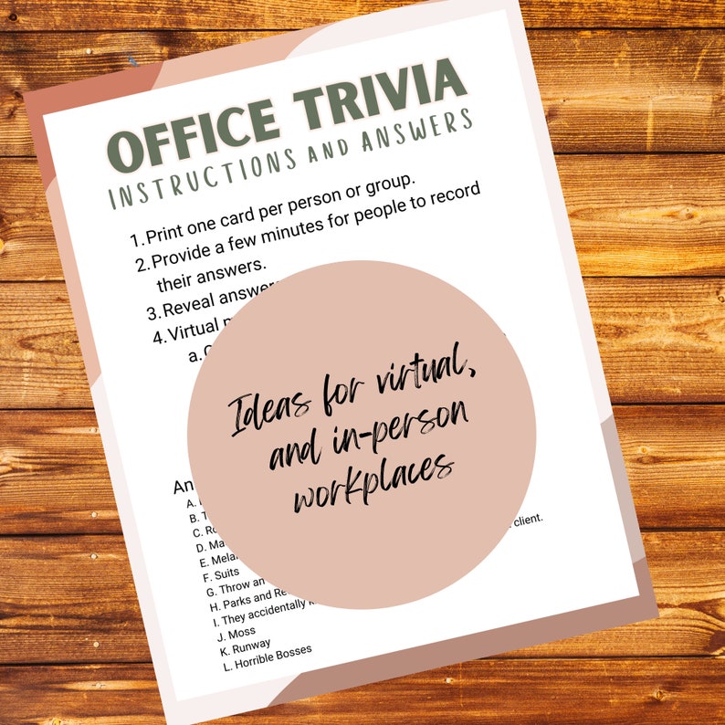 Office Trivia Team Building Game for Office Party Icebreaker Fun ...