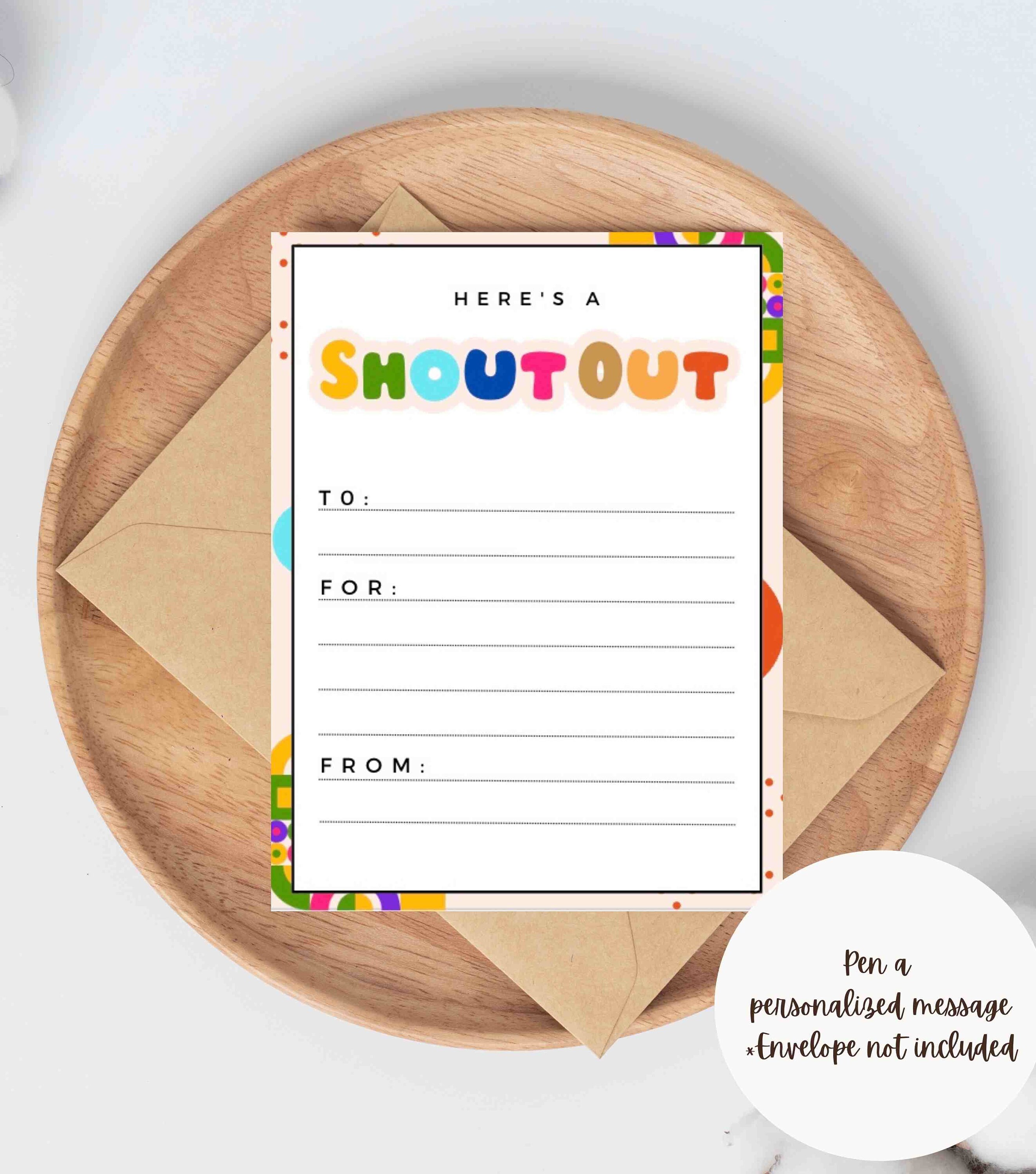 Employee Recognition Shout Out Cards Student Reward Acknowledgement ...