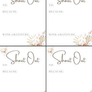 Boho Floral Employee Recognition Shout Out Cards Student Reward ...