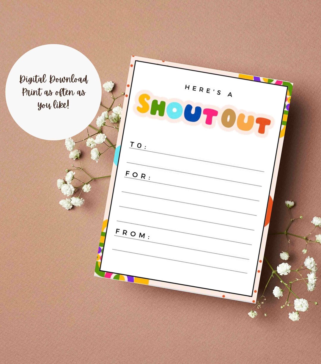 Employee Recognition Shout Out Cards Student Reward Acknowledgement ...