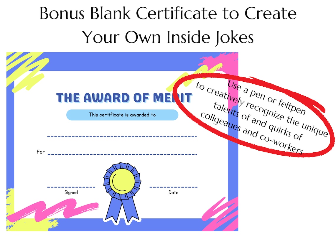 Funny Employee Recognition Certificate Staff Acknowledgement Party ...