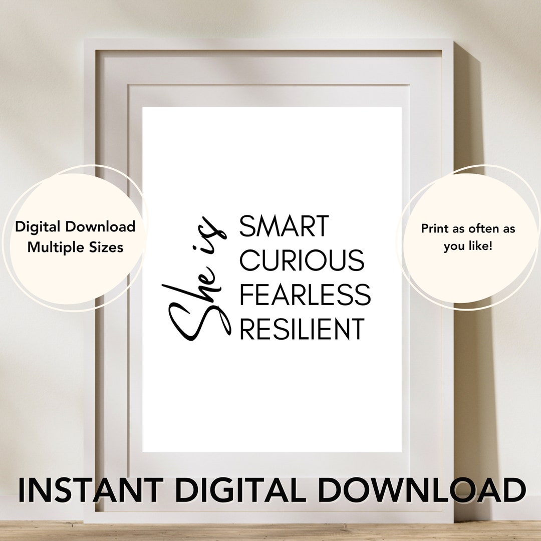 Digital She is Printable Inspirational Wall Art for Strong Women ...