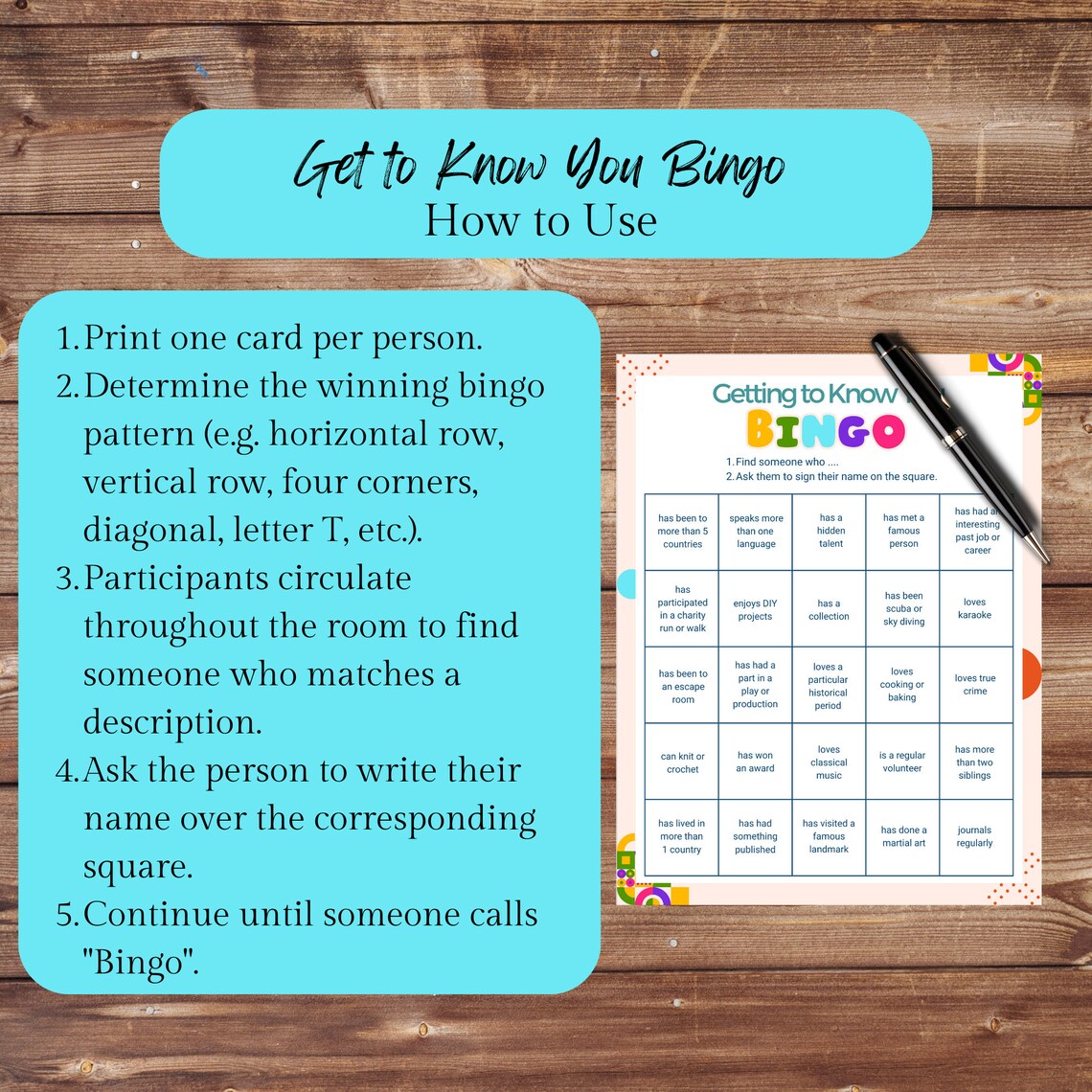 Single Version Getting to Know You Bingo Icebreaker Team Building for ...