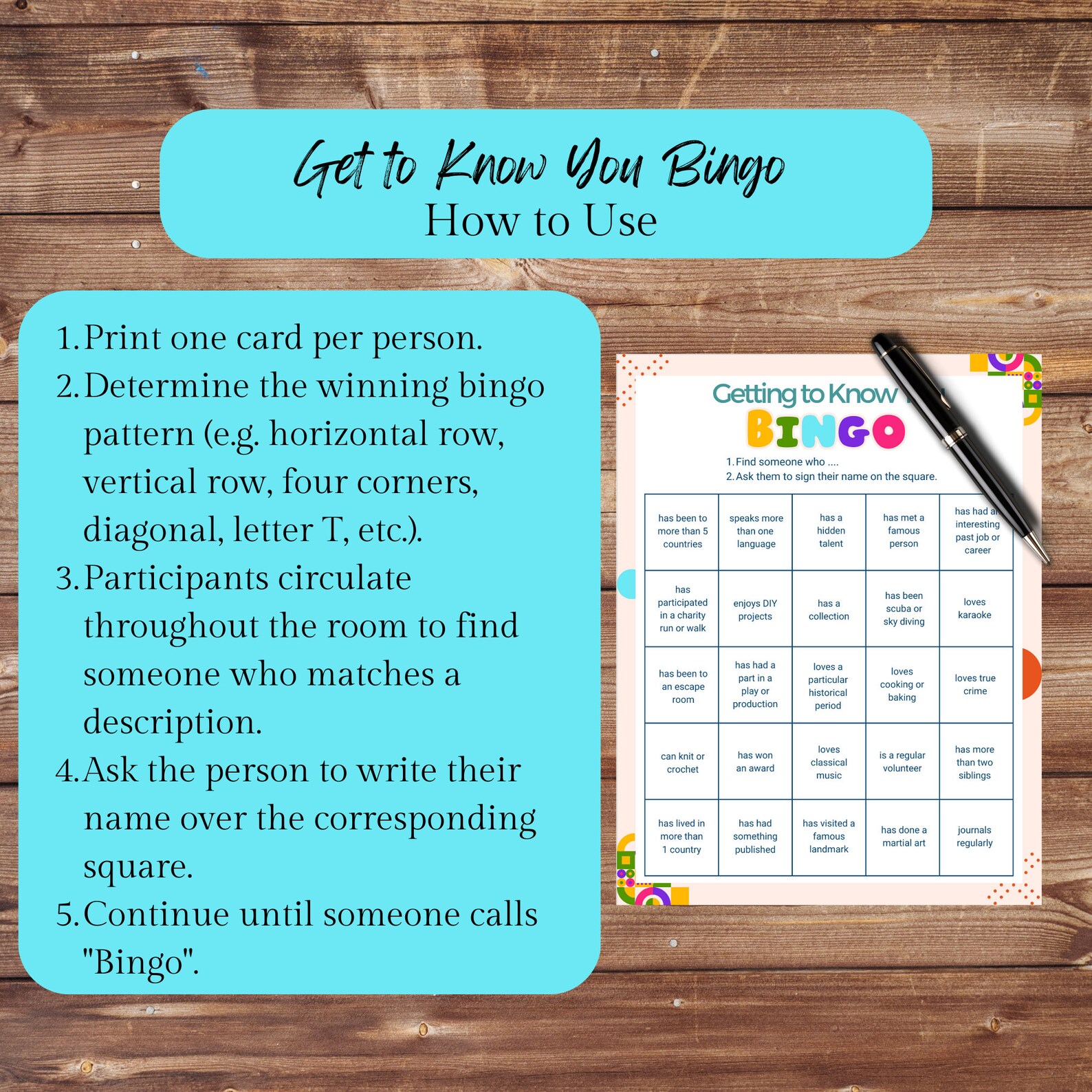 Single Version Getting to Know You Bingo Icebreaker Team Building for ...