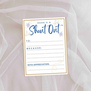 Recognition Shout Out Cards Student Reward Acknowledgement Staff ...