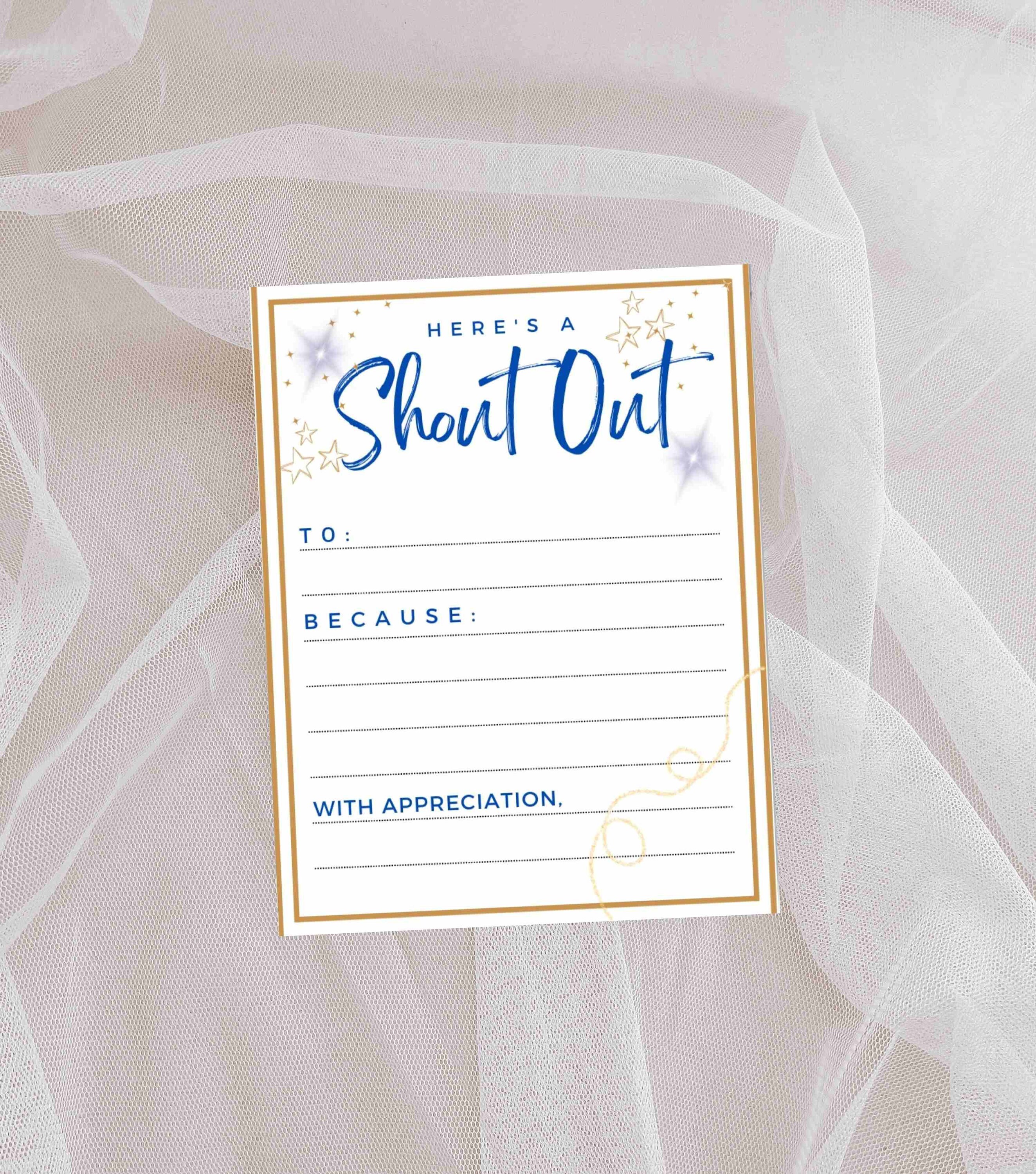 Recognition Shout Out Cards Student Reward Acknowledgement Staff ...
