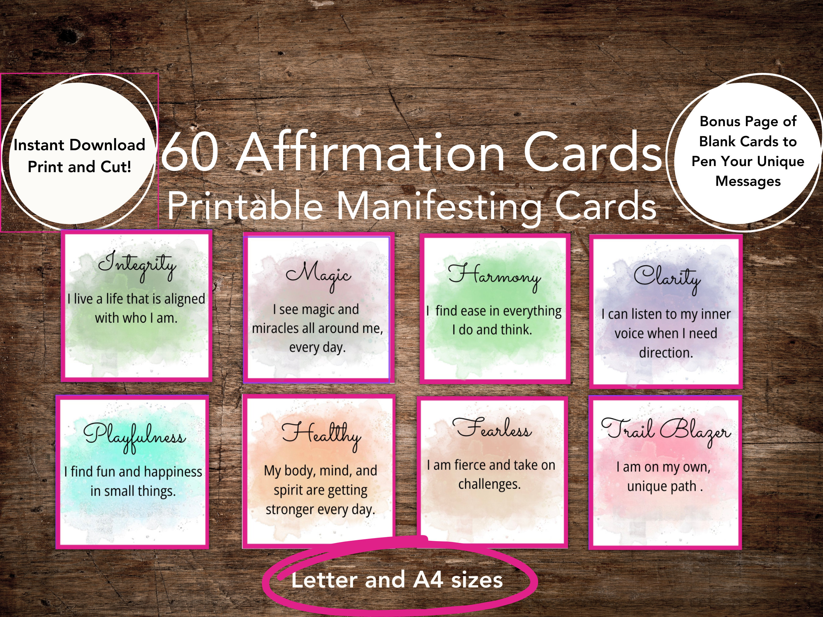 Digital Printable Affirmation Card Set for Motivation Daily Positivity ...