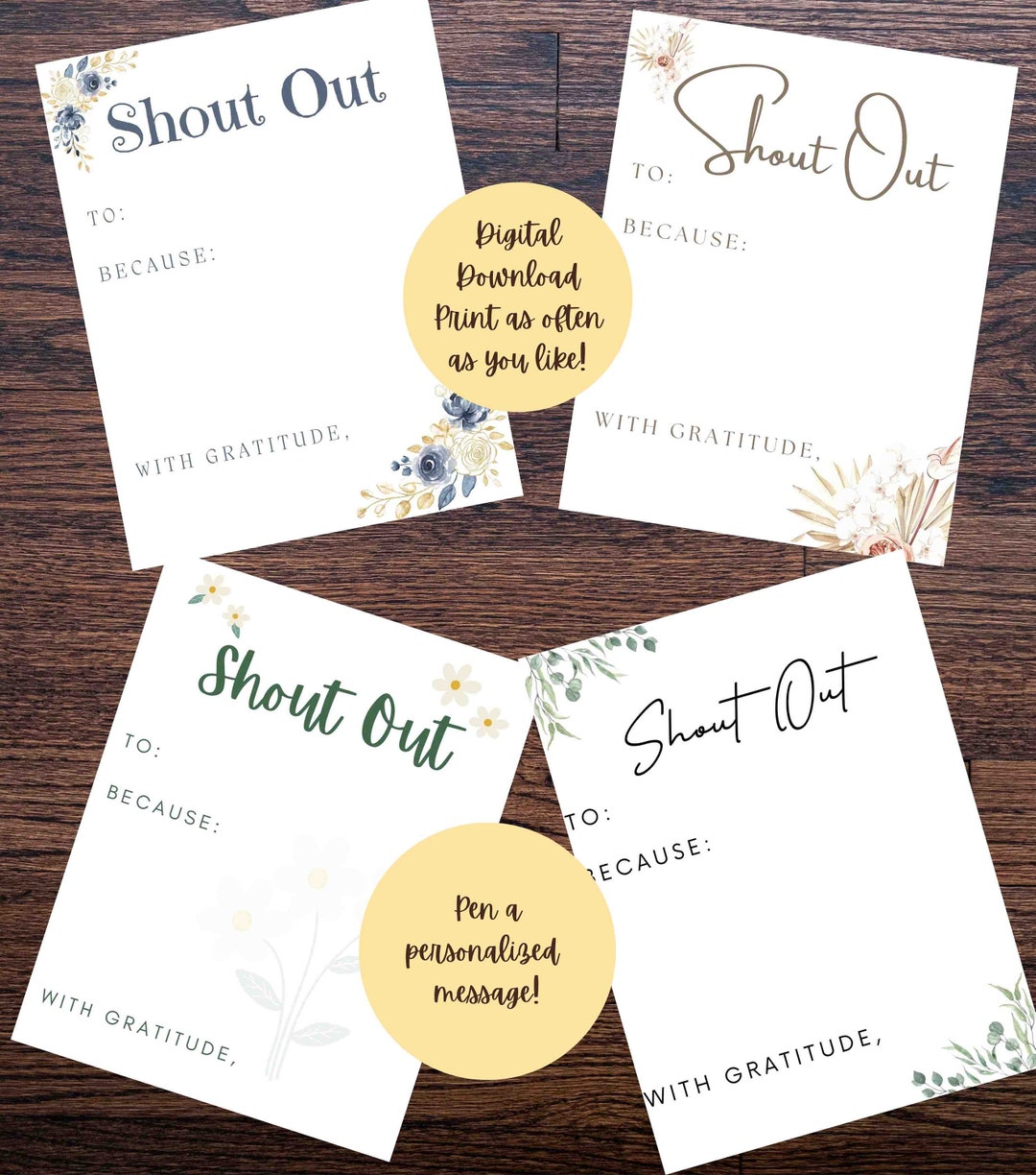 4 Sets of Recognition Shout Out Cards Student Reward Acknowledgement ...