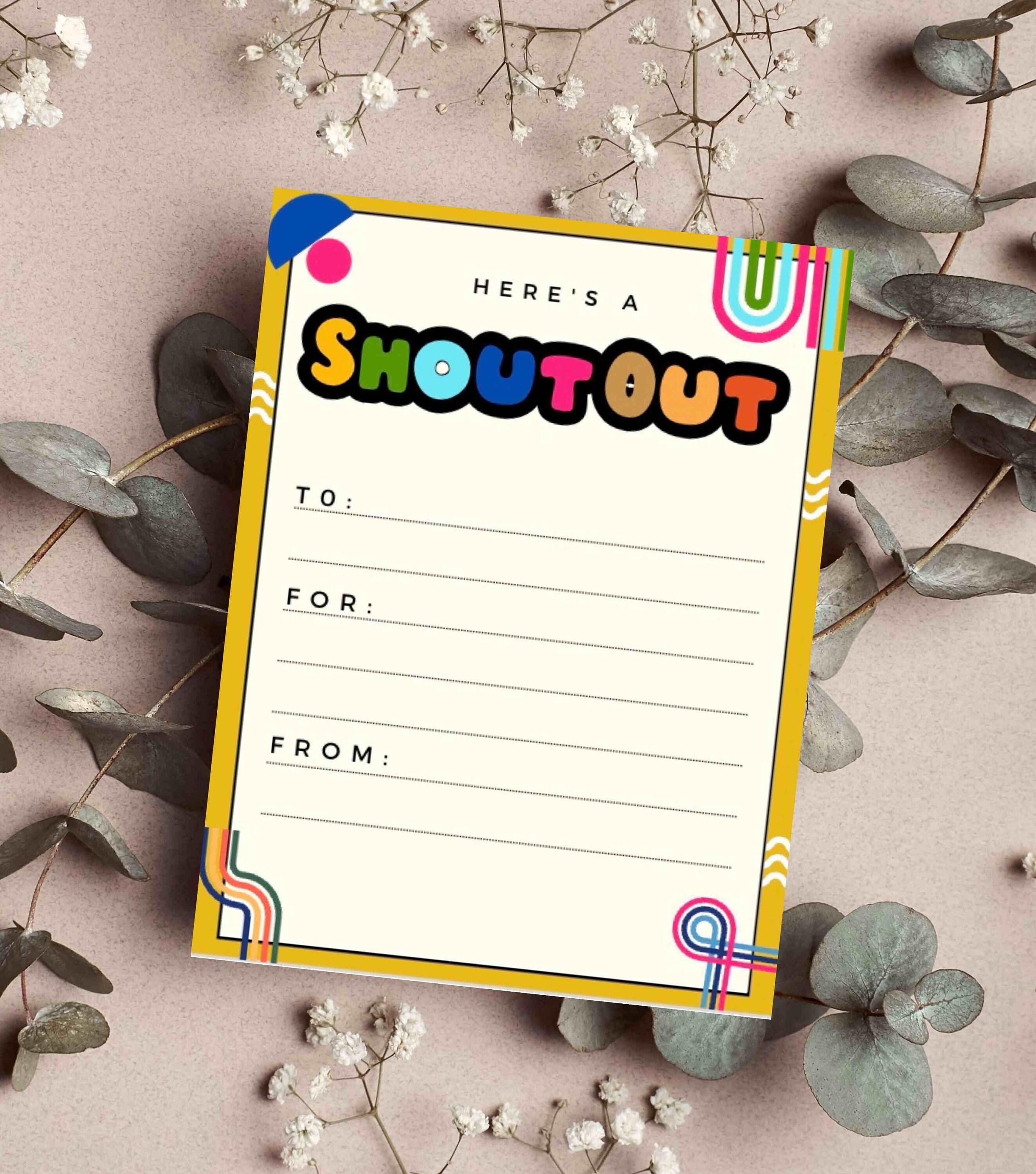 Bundle of 6 Sets of Shout Out Cards Student Reward Acknowledgement ...