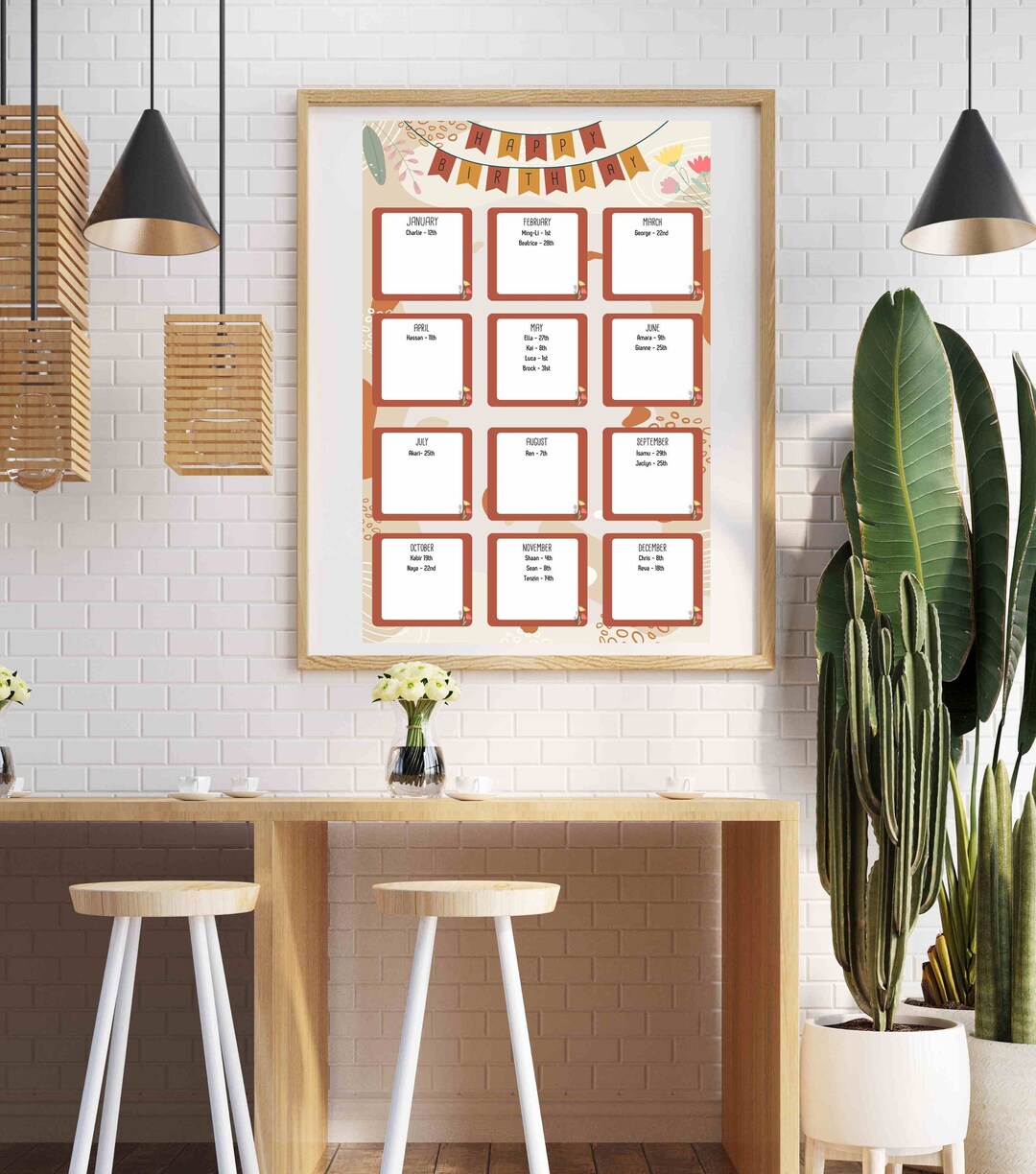 Editable Classroom Birthday Poster Chart Template for Student - Etsy