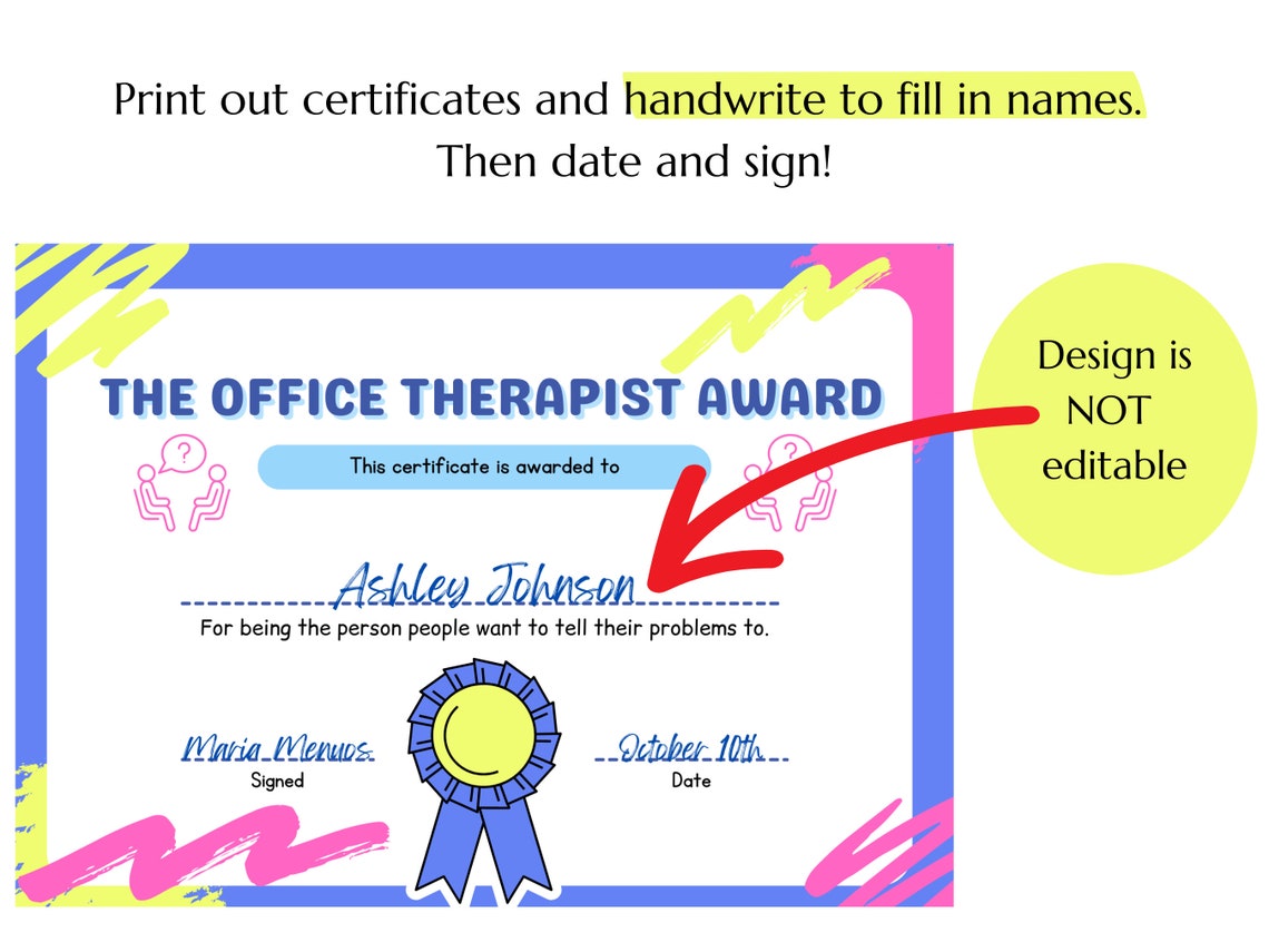 Funny Employee Recognition Certificate Staff Acknowledgement Party ...