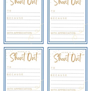 Gold Font Recognition Shout Out Cards Student Reward Acknowledgement ...