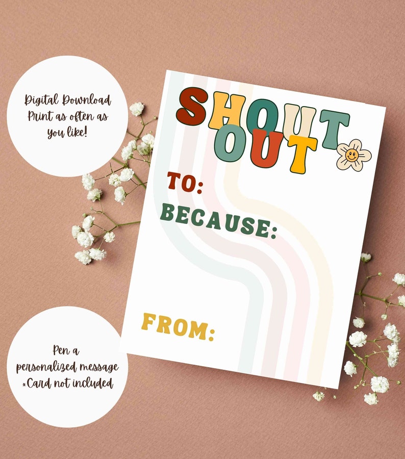 Retro Mod Recognition Shout Out Cards Student Reward Acknowledgement ...