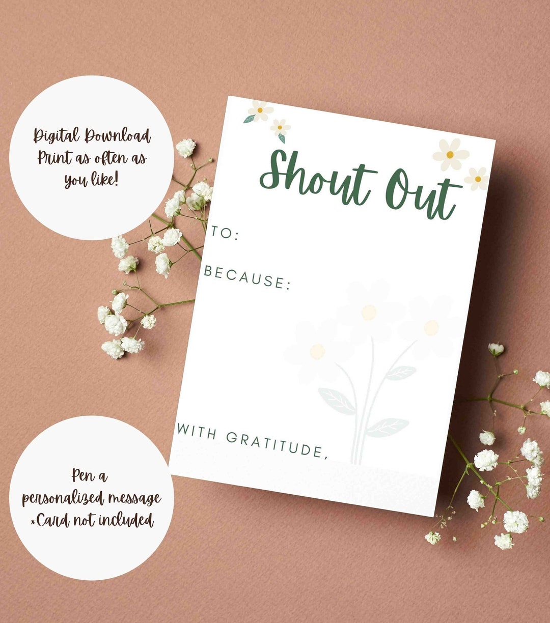 Floral Employee Recognition Shout Out Cards Student Reward ...