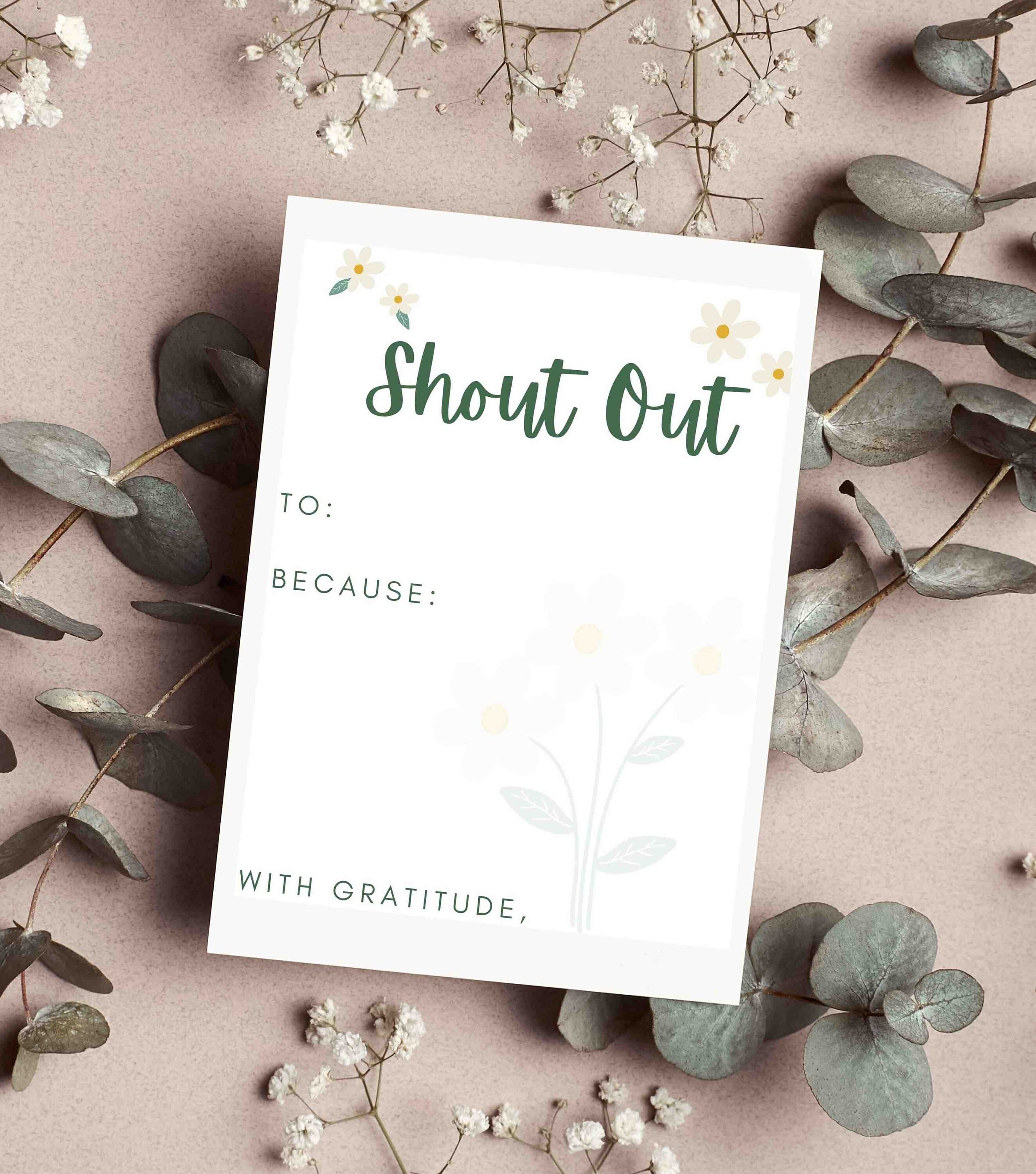 Floral Employee Recognition Shout Out Cards Student Reward ...