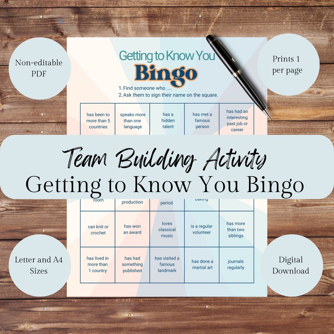 Single Version Getting to Know You Bingo Icebreaker Team Building for ...