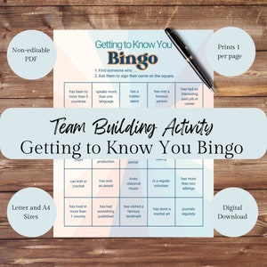 Single Version Getting to Know You Bingo Icebreaker Team Building for ...