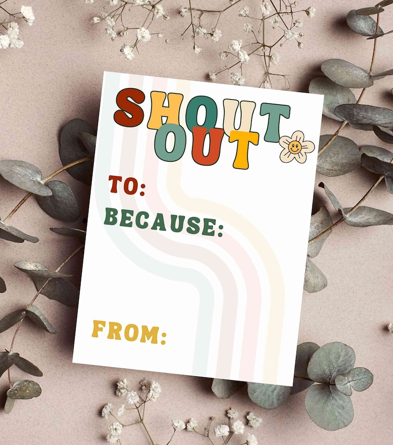 Retro Mod Recognition Shout Out Cards Student Reward Acknowledgement ...