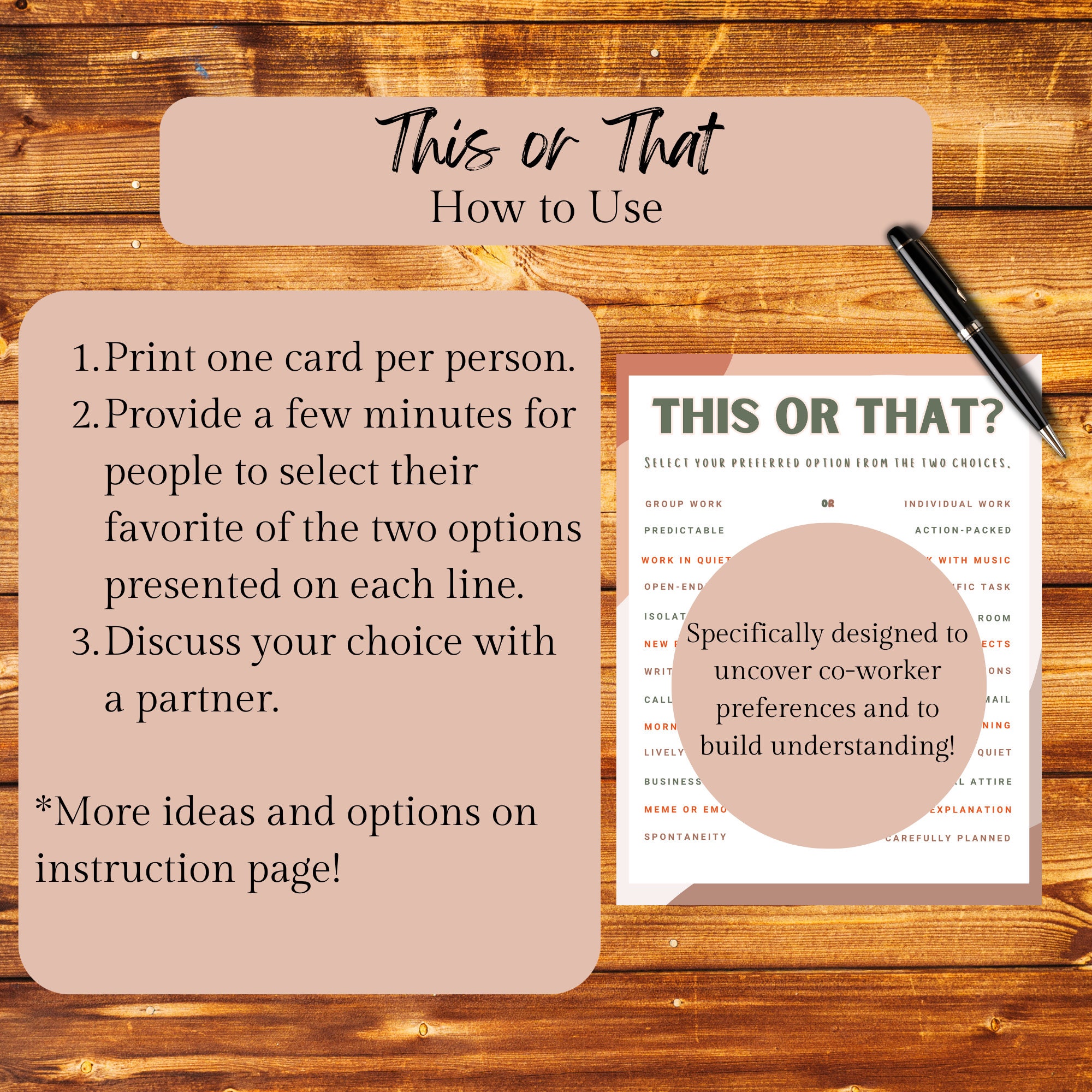 Co-worker This or That Team Building for Staff or Employees Work or ...