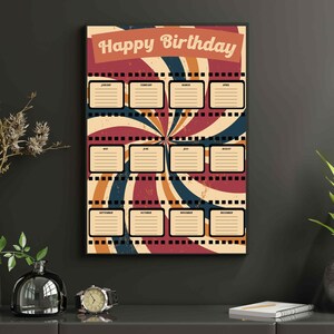 Digital Retro Birthday Poster Office Chart for Staff Birthdays Employee ...