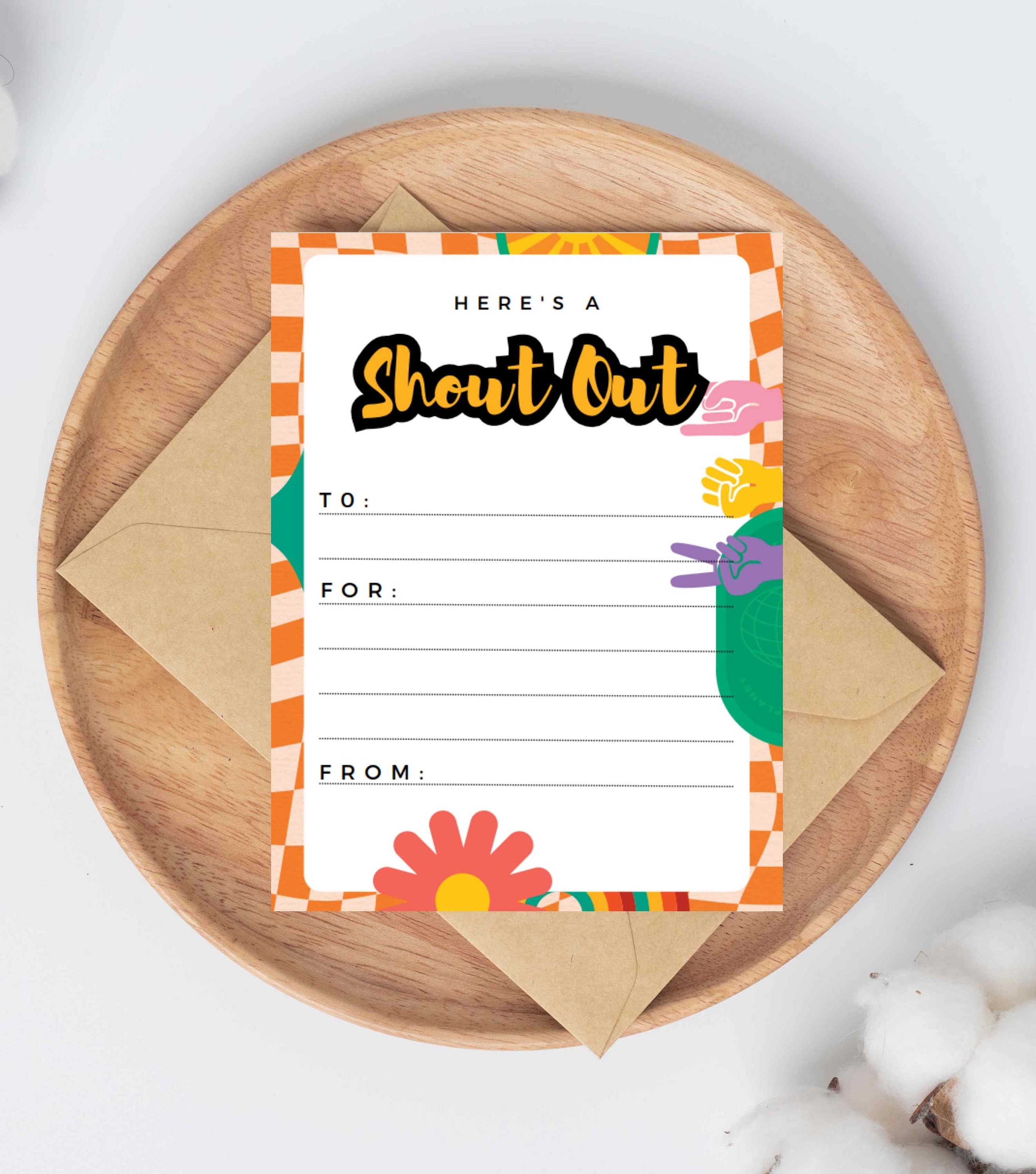 Employee Recognition Shout Out Cards Student Reward Acknowledgement ...