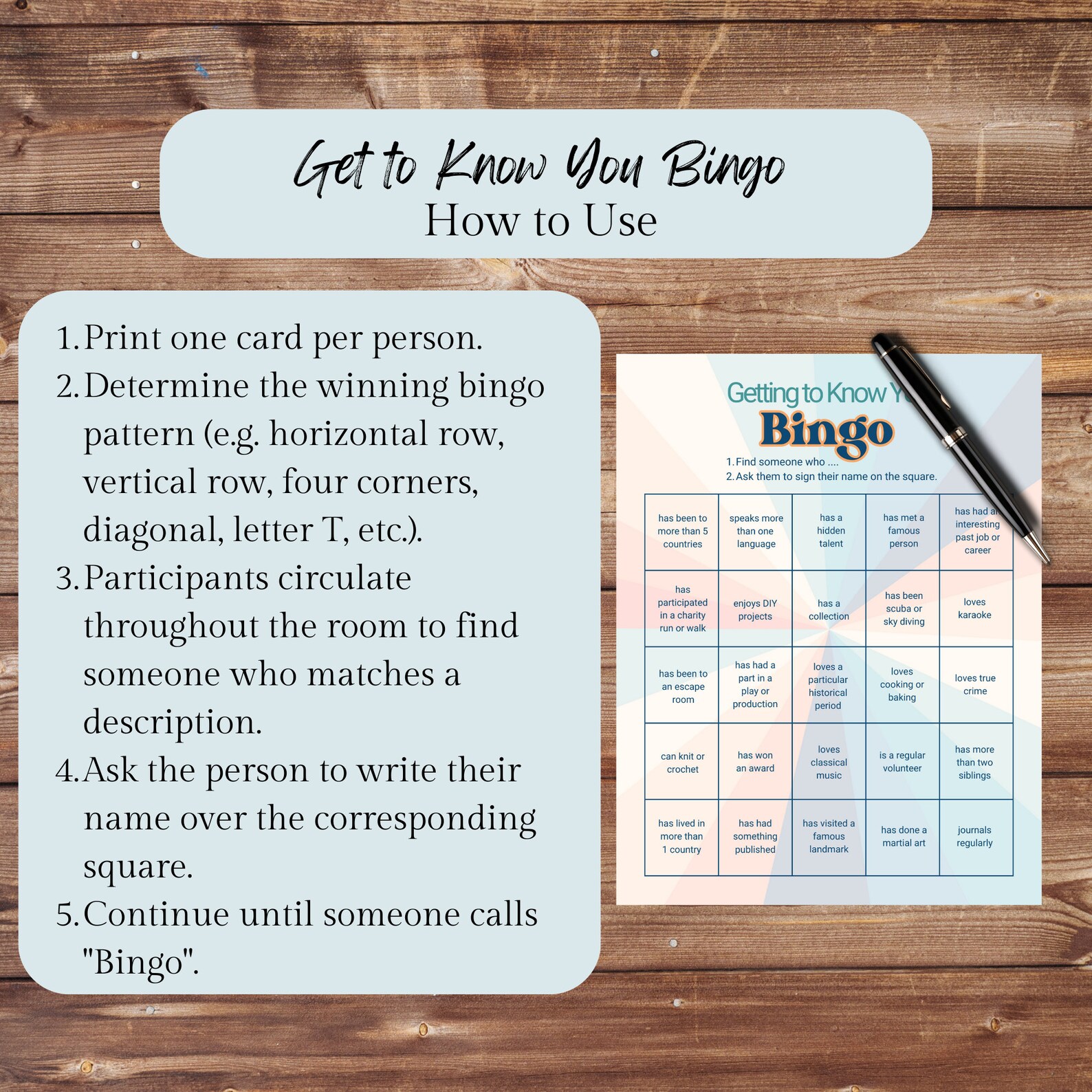 Single Version Getting to Know You Bingo Icebreaker Team Building for ...