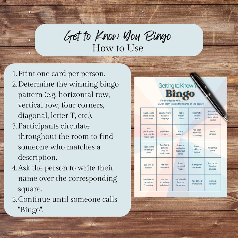 Single Version Getting to Know You Bingo Icebreaker Team Building for ...