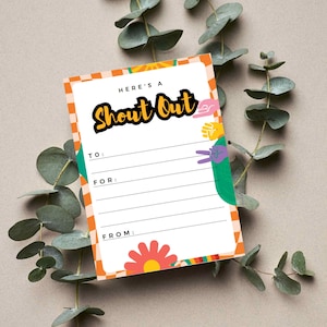 Employee Recognition Shout Out Cards Student Reward Acknowledgement ...