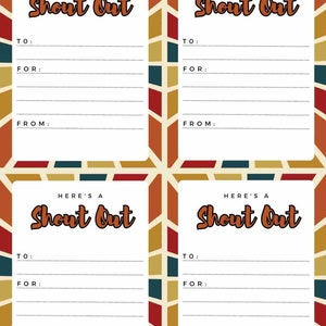 Retro Employee Recognition Shout Out Cards Student Reward ...