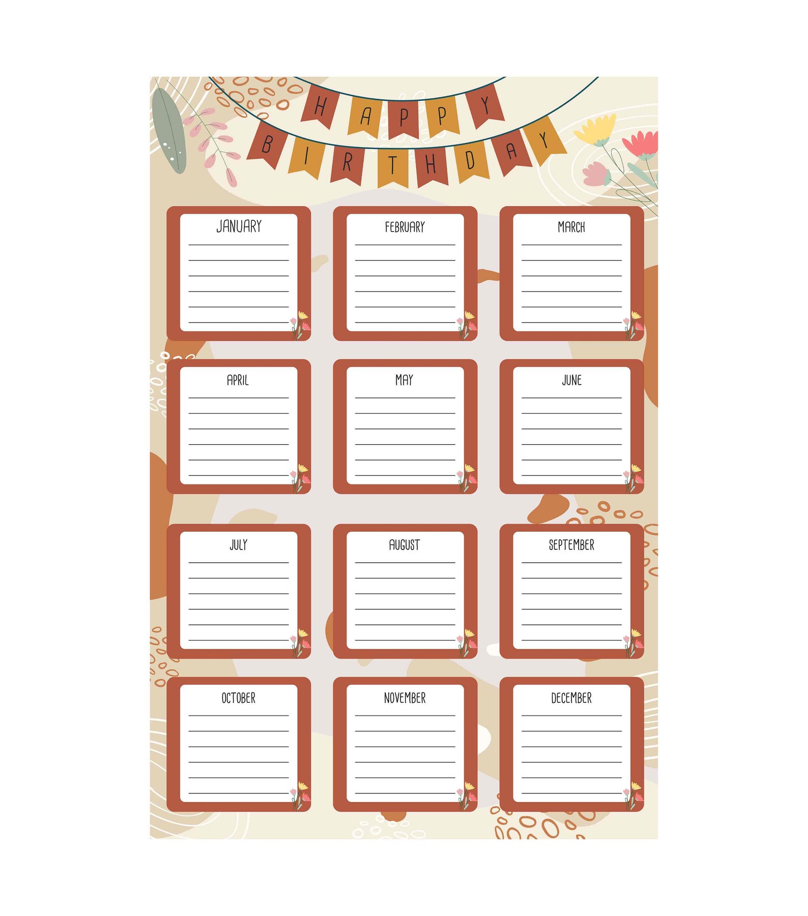 Digital Printable Classroom Birthday Poster Chart for Student Birthday ...