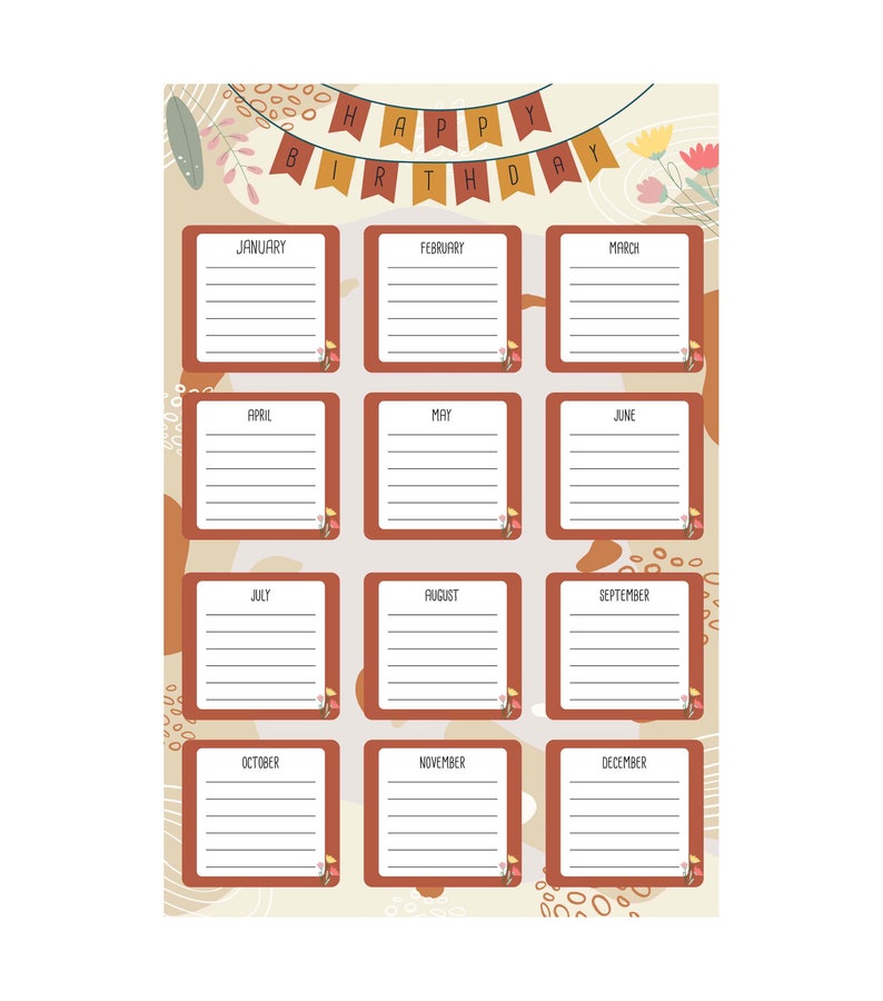 Digital Printable Classroom Birthday Poster Chart for Student Birthday ...