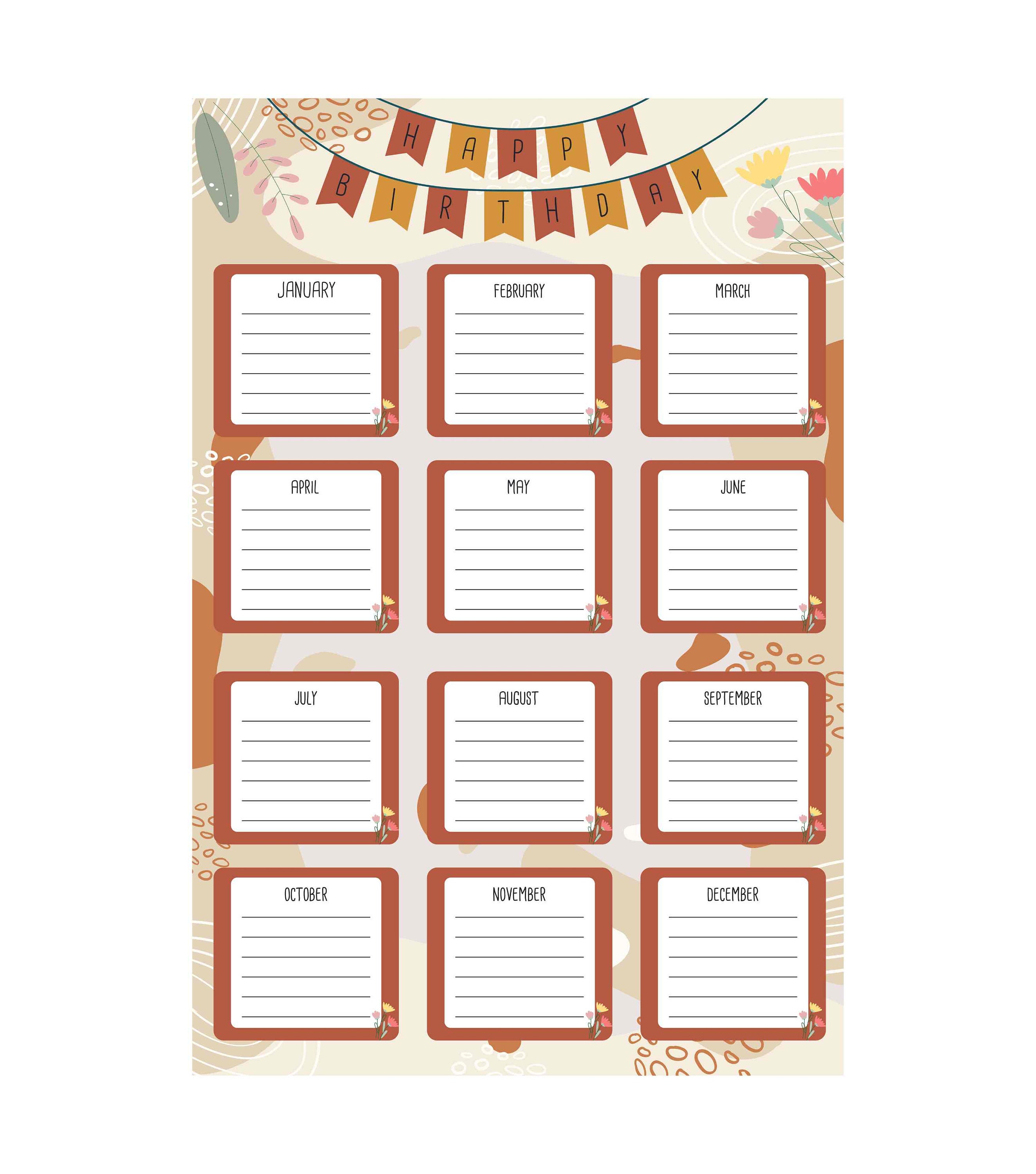 Digital Printable Classroom Birthday Poster Chart for Student Birthday ...