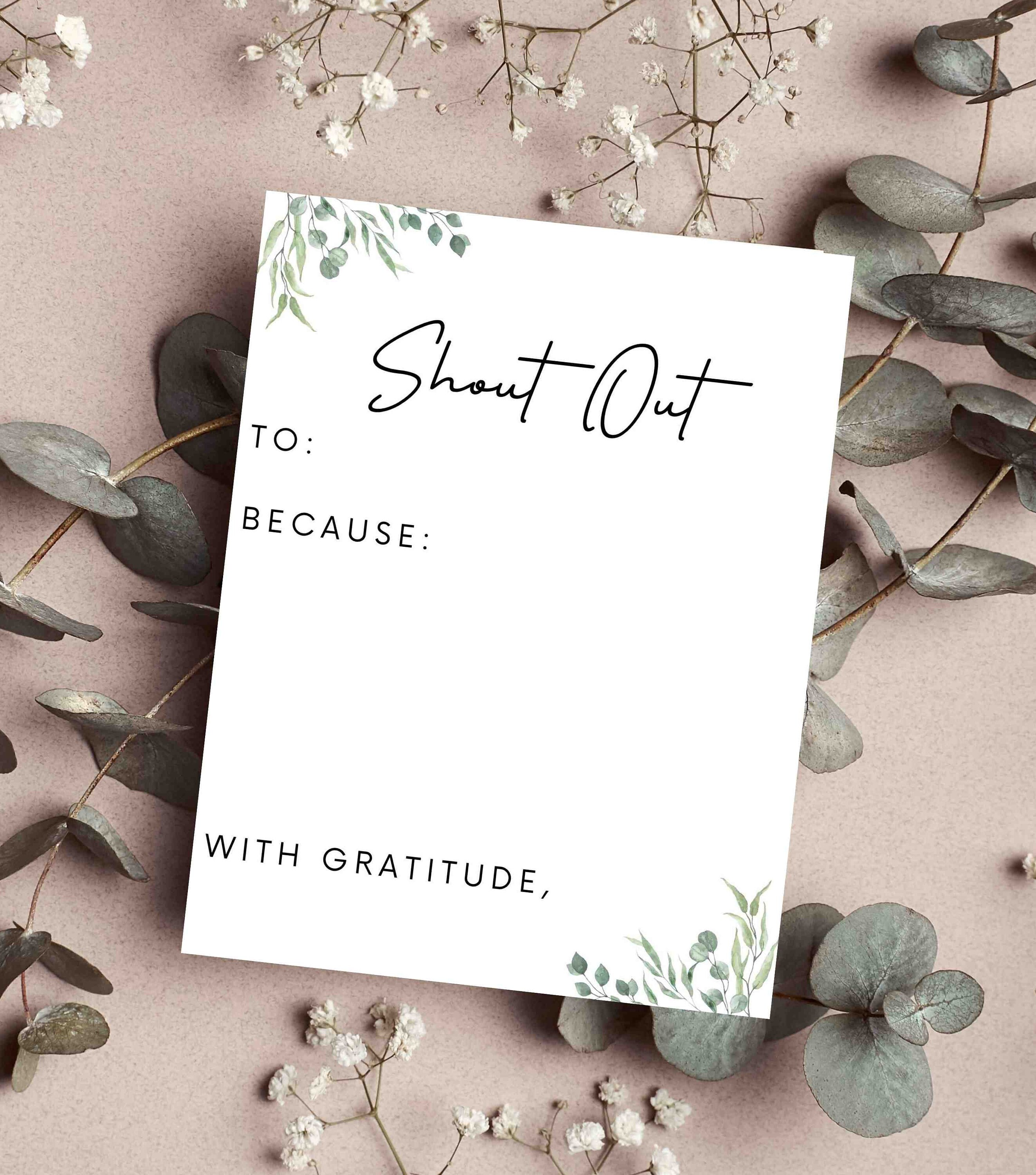 Employee Recognition Shout Out Cards Student Reward Acknowledgement ...