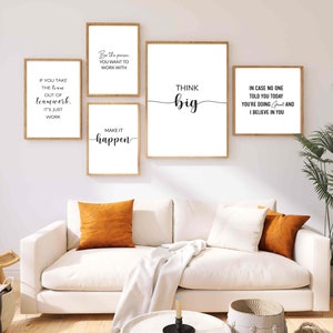 Set of 12 Posters for Office Decor Team Quotes Mindset Wall Art Work ...