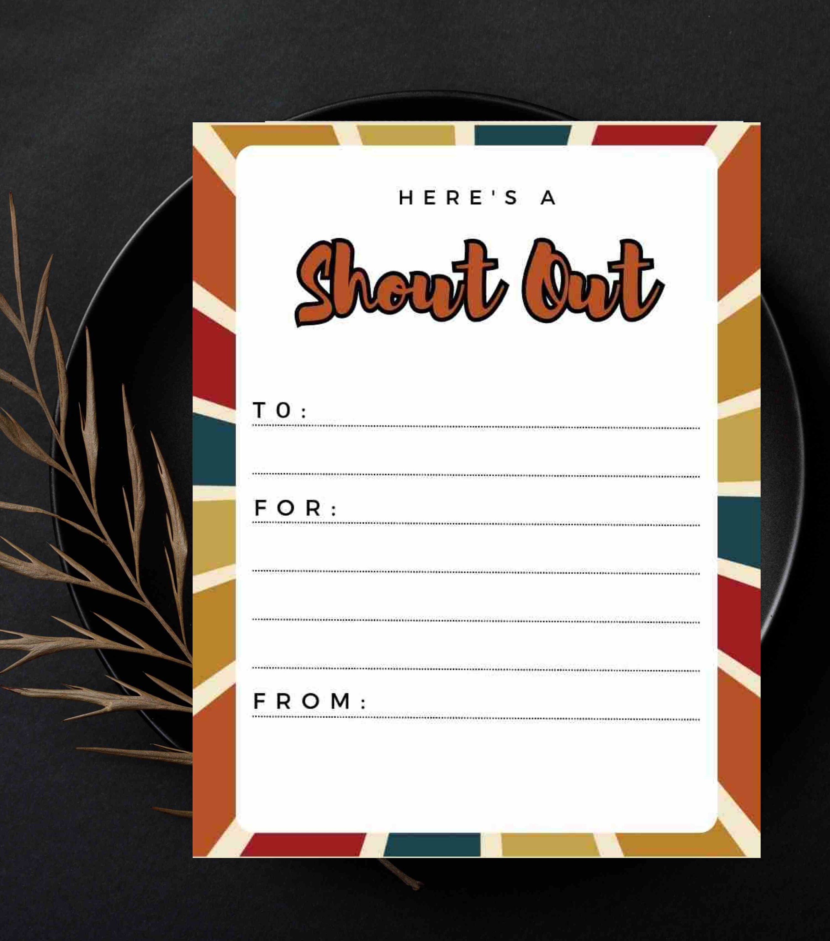 Retro Employee Recognition Shout Out Cards Student Reward ...