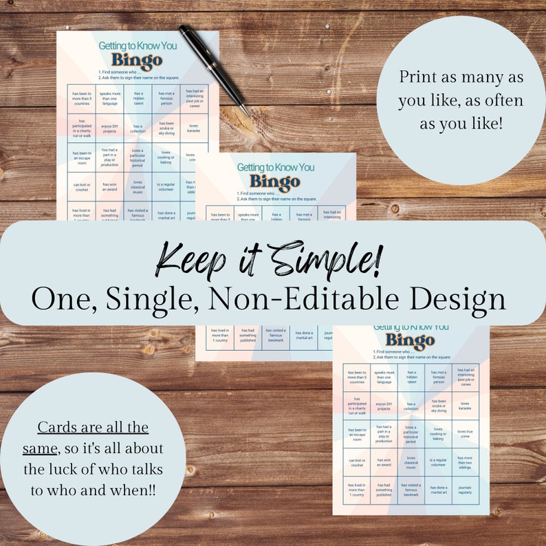 Single Version Getting to Know You Bingo Icebreaker Team Building for ...