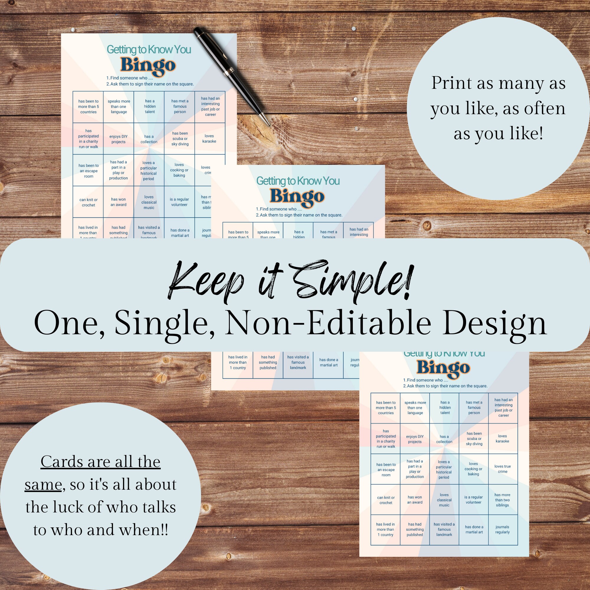 Single Version Getting to Know You Bingo Icebreaker Team Building for ...