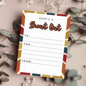 4 Sets of Recognition Shout Out Cards Student Reward Acknowledgement ...